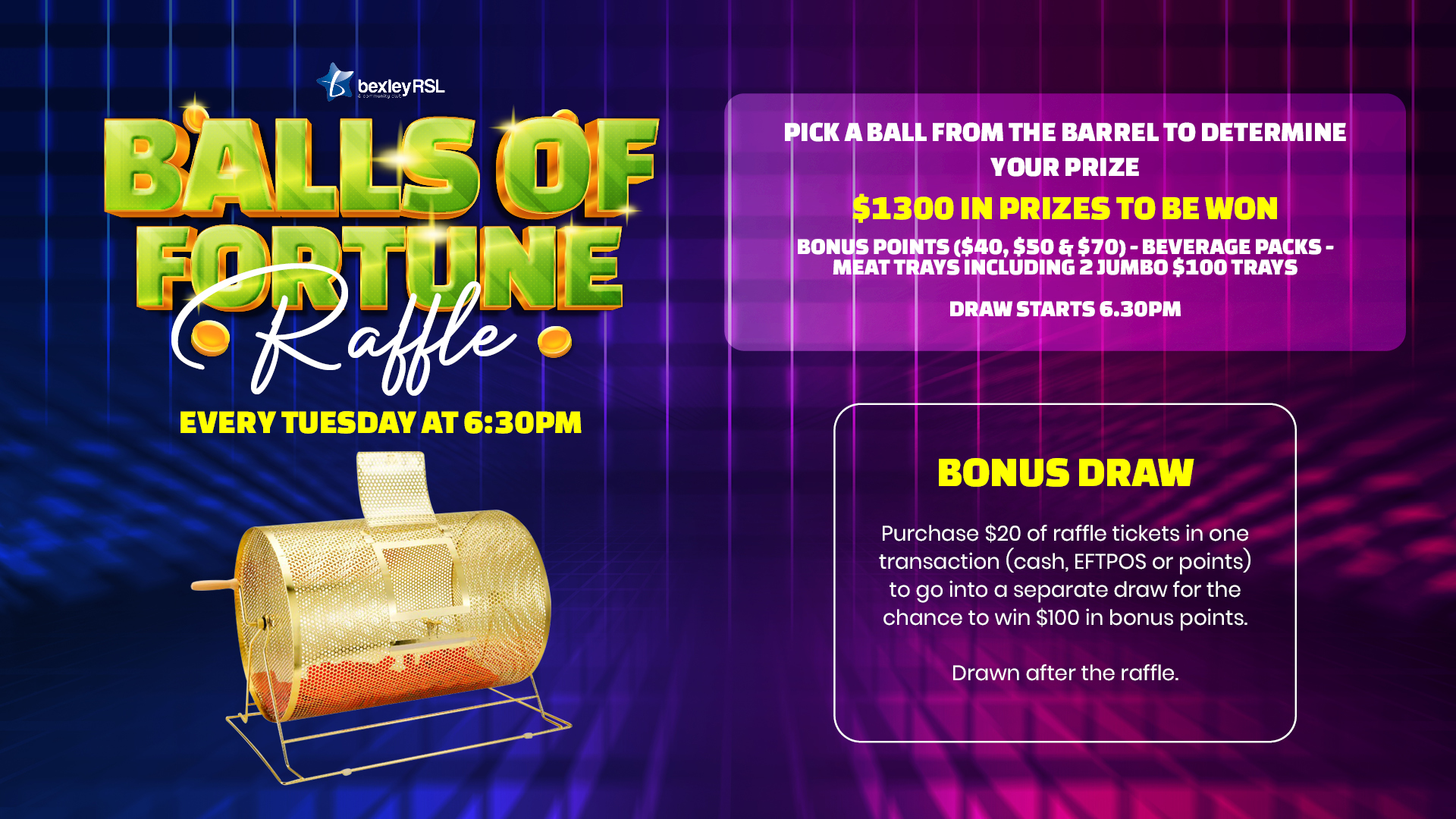 Balls of Fortune Raffle - Bexley RSL